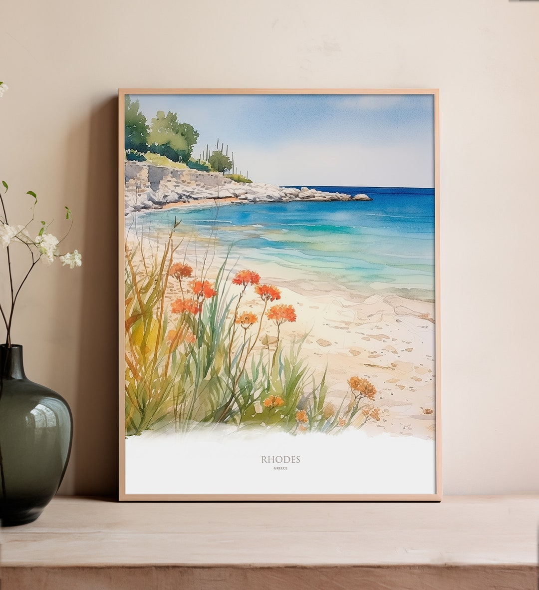 Rhodes Print Watercolor Rhodes Poster Rhodes Gift Greece Print Rhodes ...