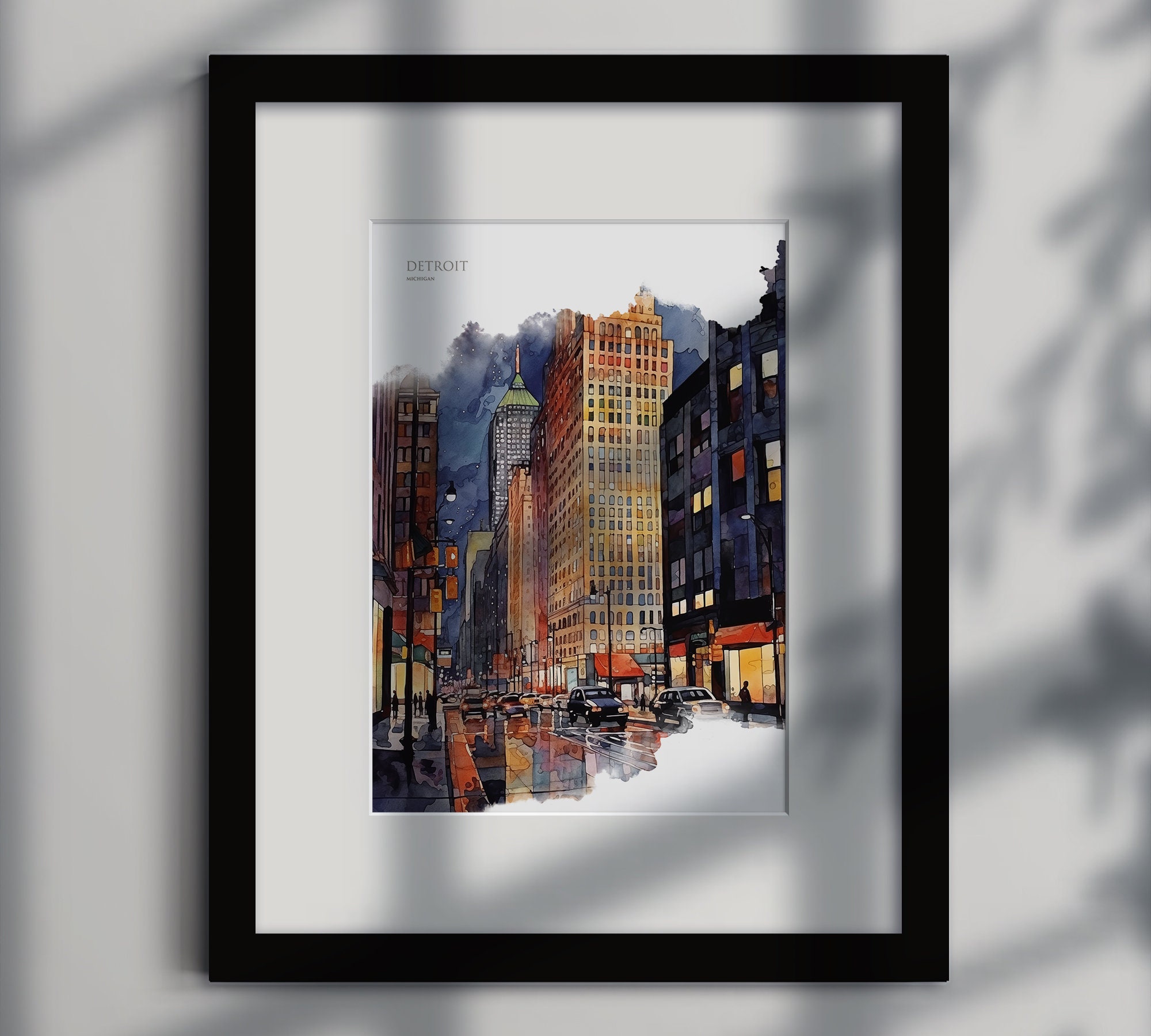 Detroit Print Watercolor Detroit Poster Detroit Gift Michigan Print ...