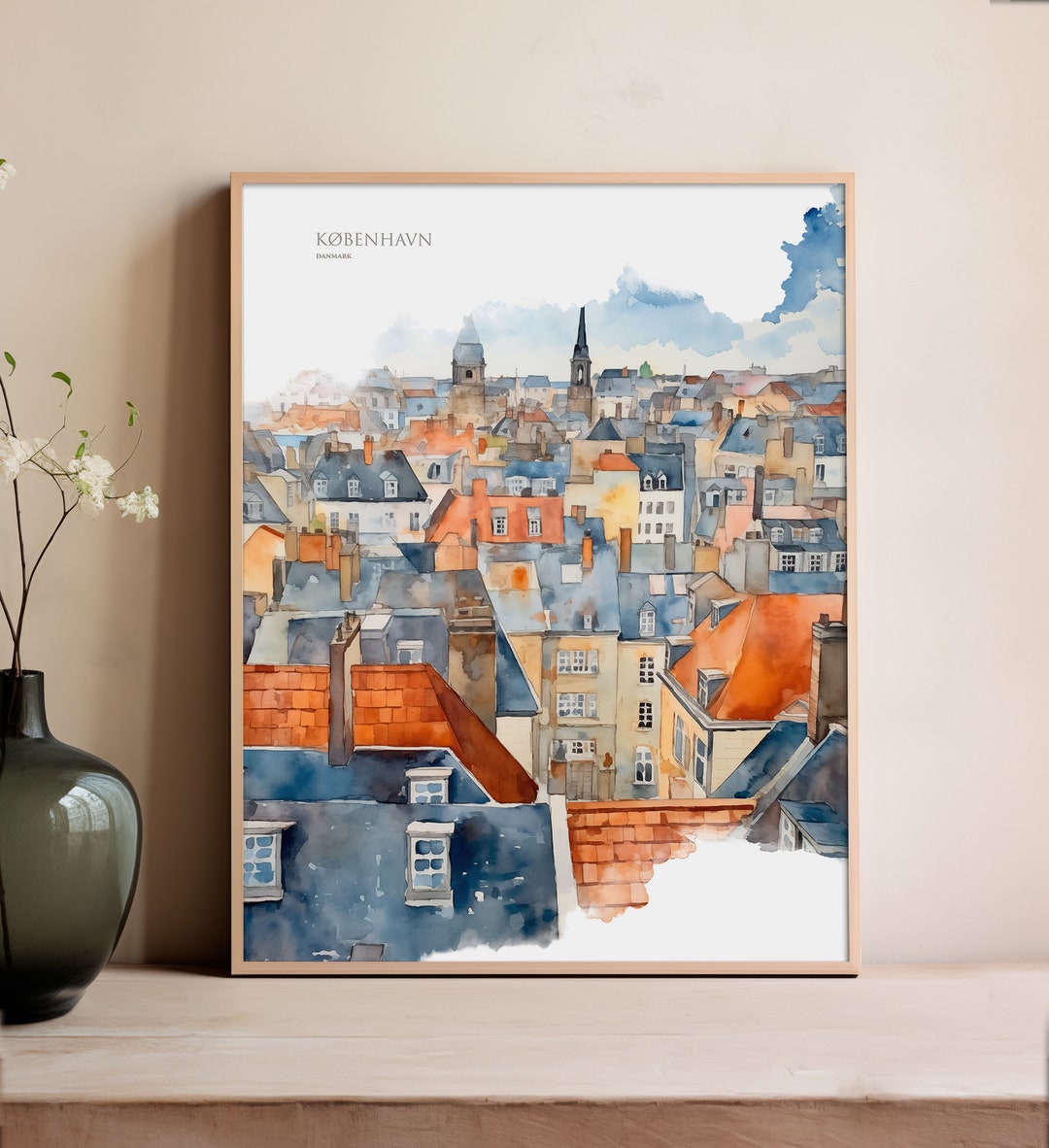 Copenhagen Print Watercolor Copenhagen Poster Copenhagen Gift Denmark ...