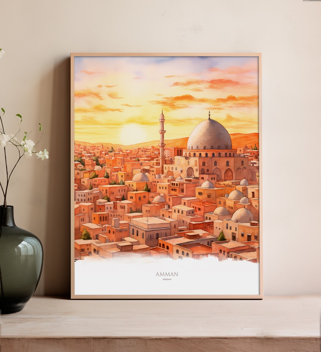 Amman Print Watercolor Amman Poster Amman Gift Jordan Print Amman Wall ...