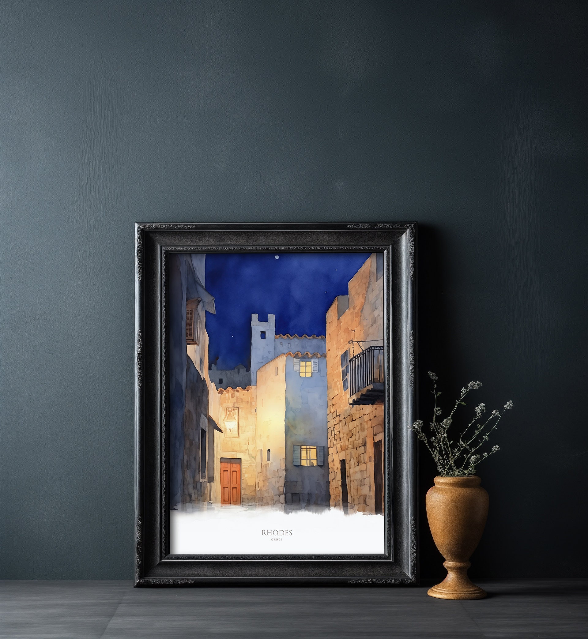 Rhodes Print Watercolor Rhodes Poster Rhodes Gift Greece Print Rhodes ...