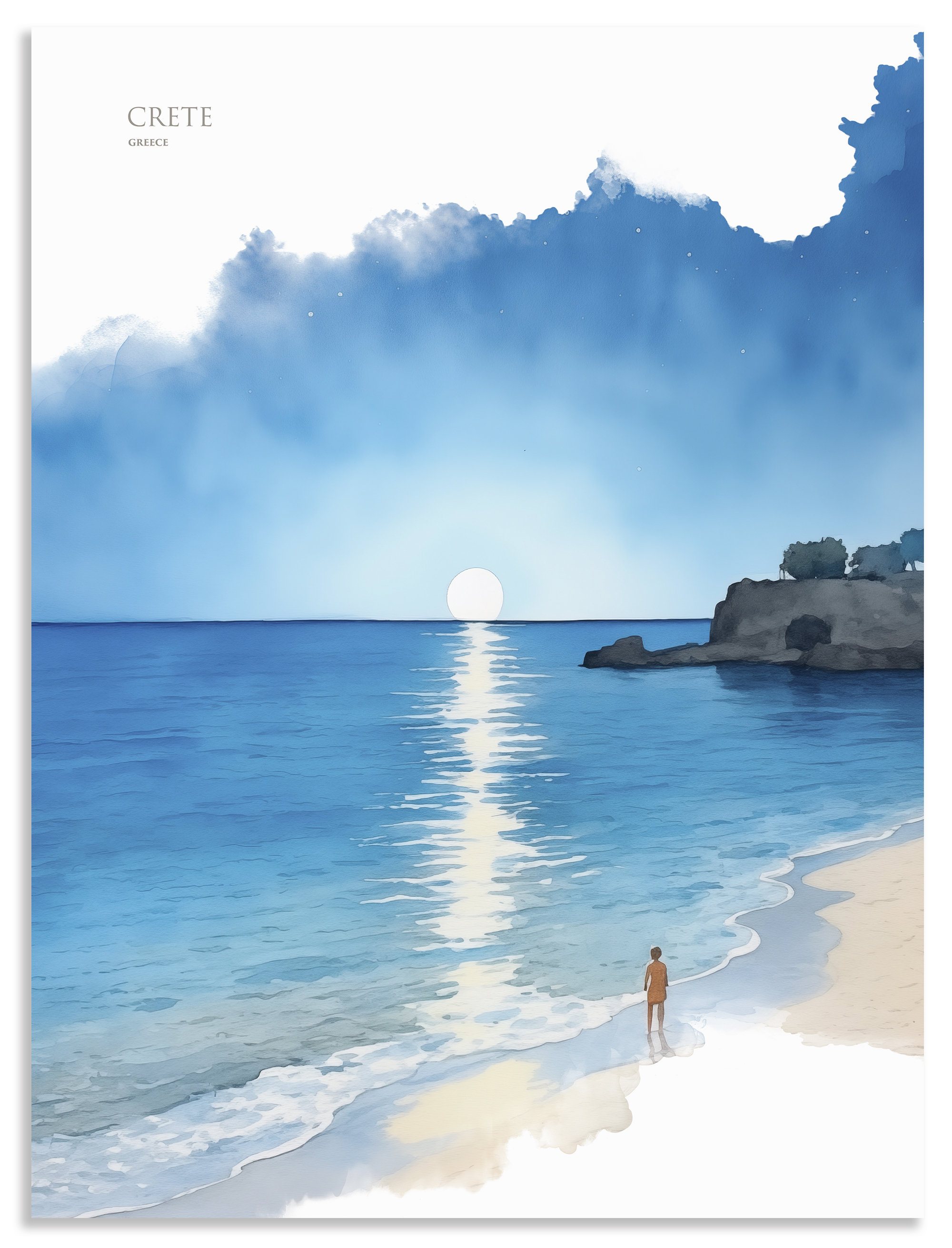 Crete Print Watercolor Crete Poster Crete Gift Greece Print Crete Wall ...