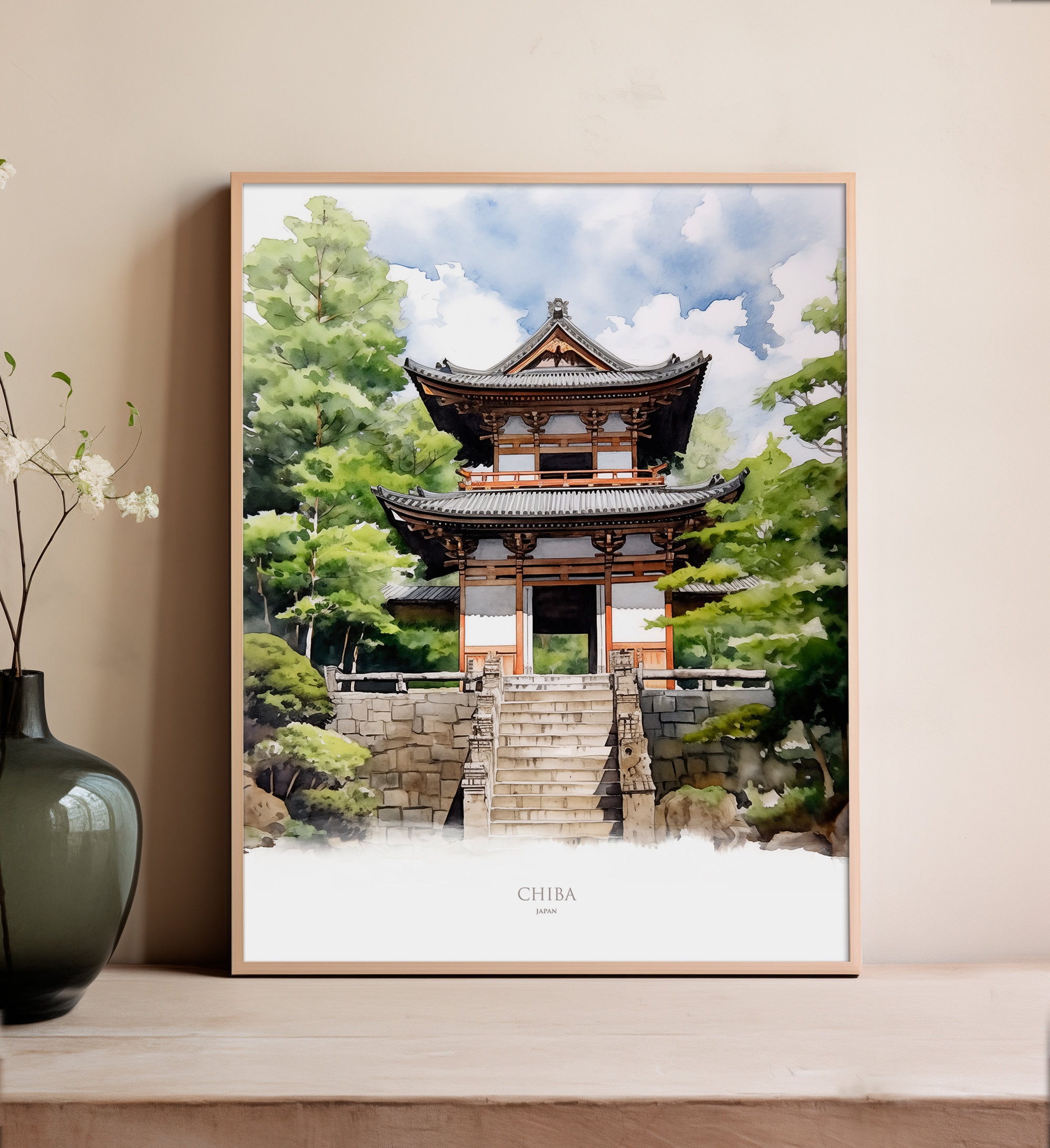 Chiba Print Watercolor Chiba Poster Chiba Gift Japan Print Chiba Wall ...