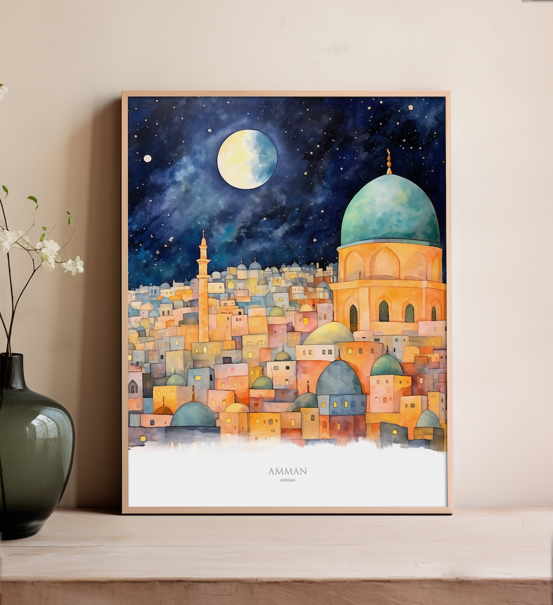 Amman Print Watercolor Amman Poster Amman Gift Jordan Print Amman Wall ...