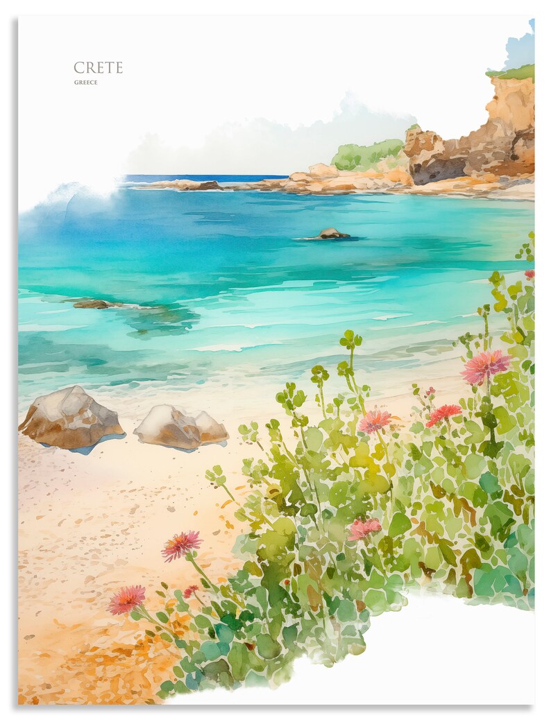 Crete Print Watercolor Crete Poster Crete Gift Greece Print Crete Wall ...