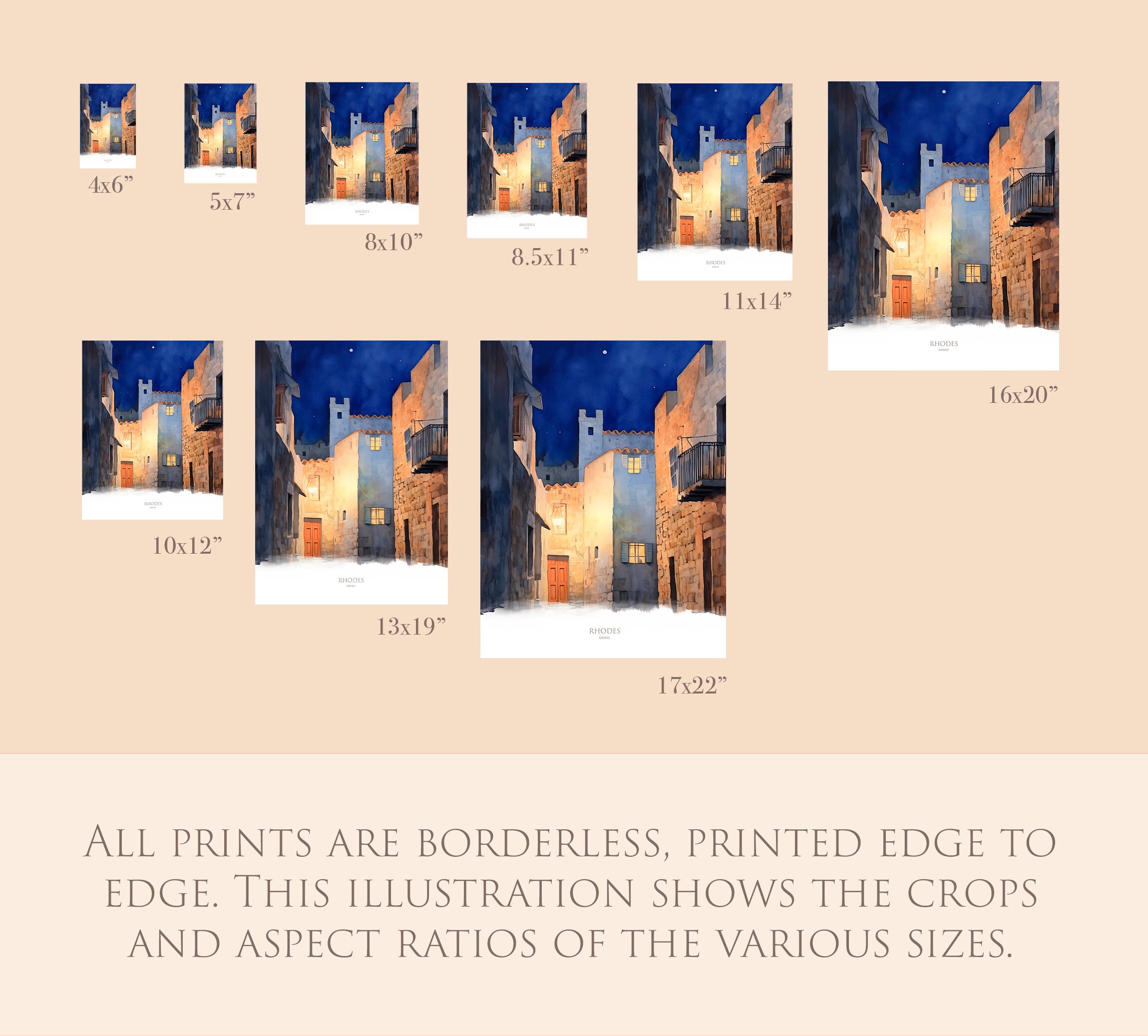 Rhodes Print Watercolor Rhodes Poster Rhodes Gift Greece Print Rhodes ...