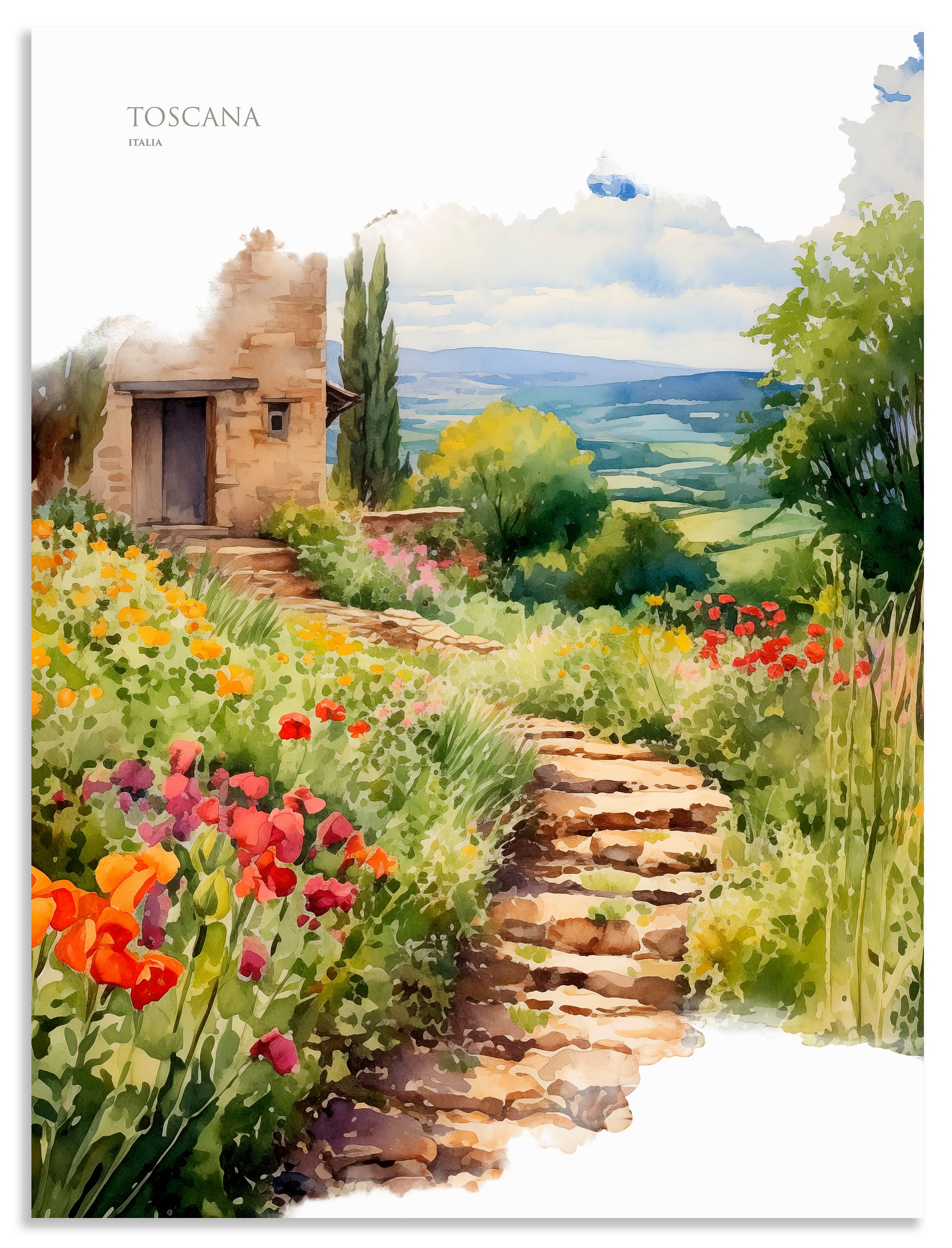 Tuscany Print Watercolor Tuscany Poster Tuscany Gift Italy Print ...