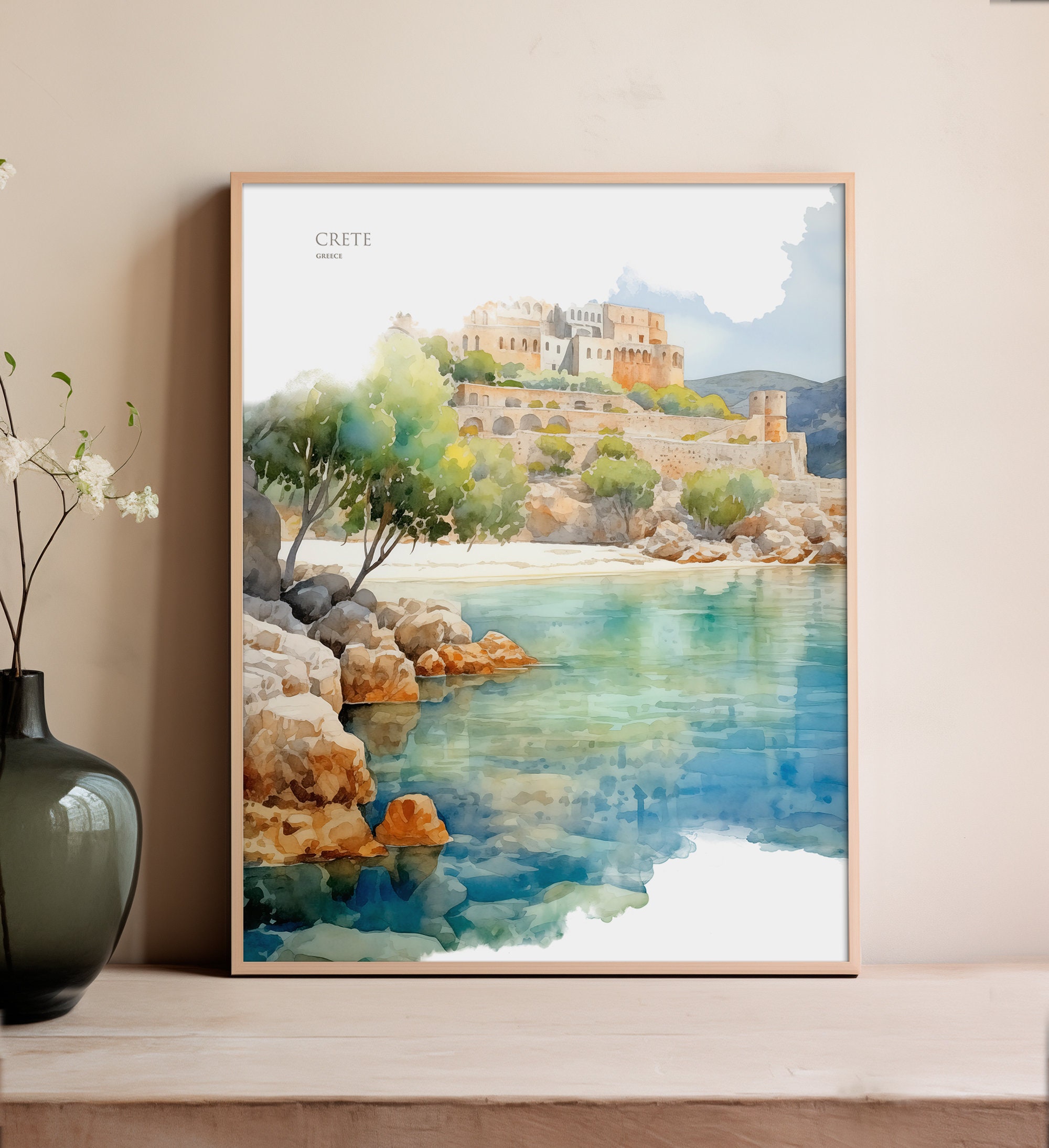 Crete Print Watercolor Crete Poster Crete Gift Greece Print Crete Wall ...