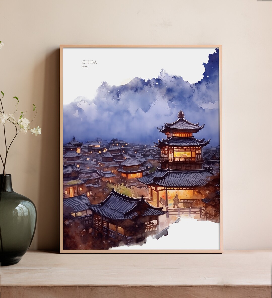 Chiba Print Watercolor Chiba Poster Chiba Gift Japan Print Chiba Wall ...