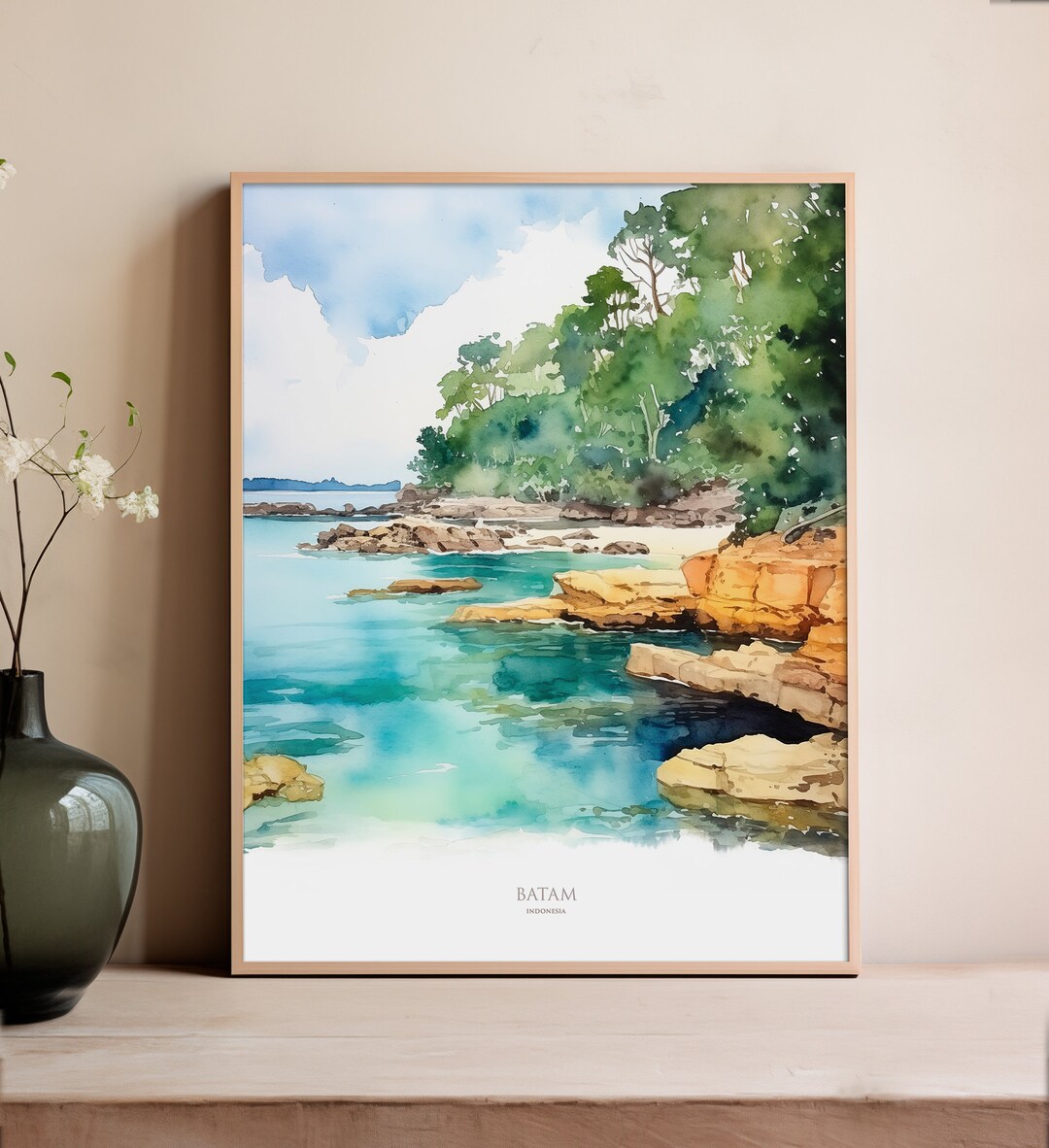 Batam Print Watercolor Batam Poster Batam Gift Indonesia Print Batam ...