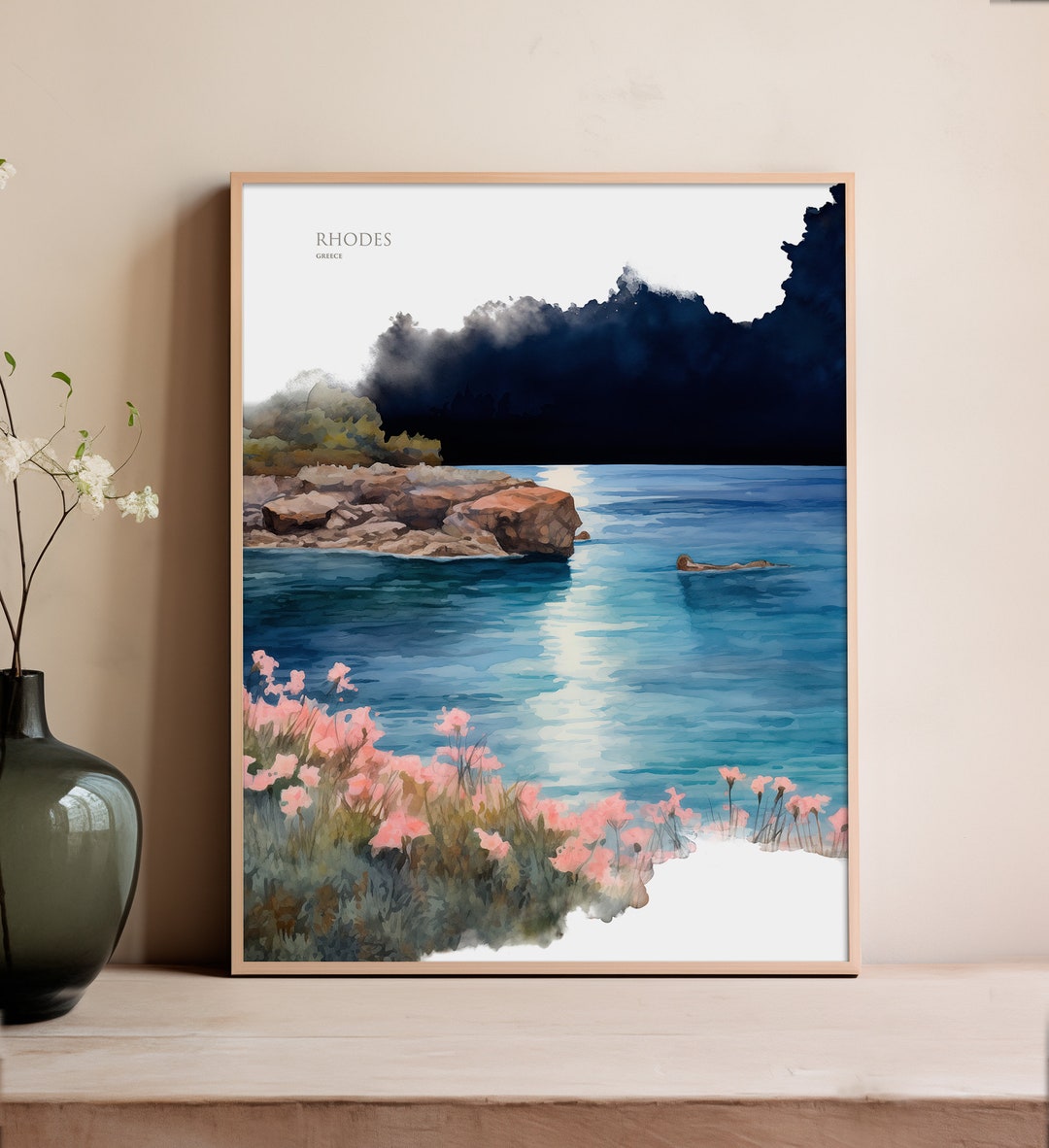 Rhodes Print Watercolor Rhodes Poster Rhodes Gift Greece Print Rhodes ...
