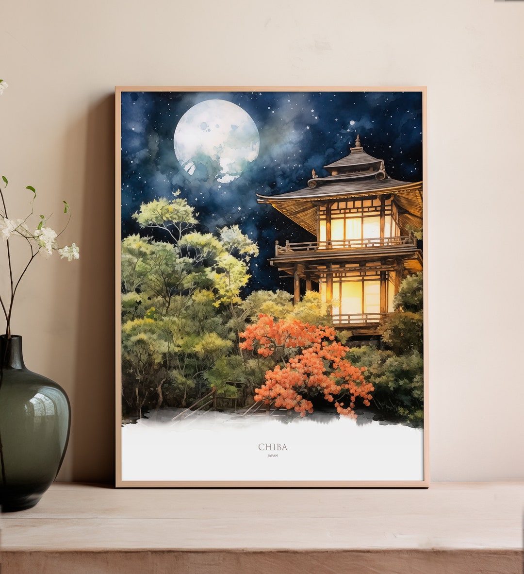 Chiba Print Watercolor Chiba Poster Chiba Gift Japan Print Chiba Wall ...