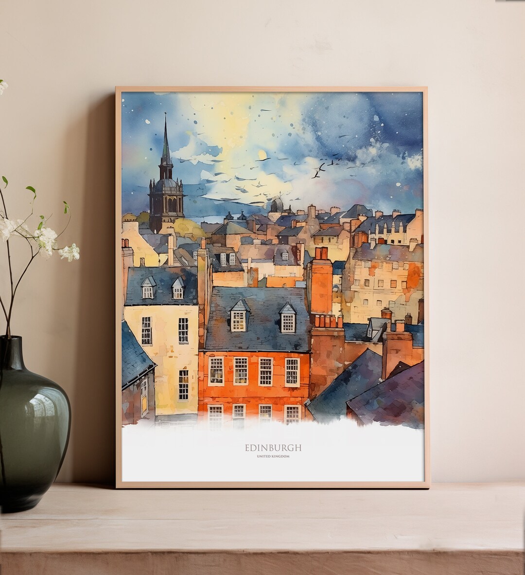 Edinburgh Print Watercolor Edinburgh Poster Edinburgh Gift United ...