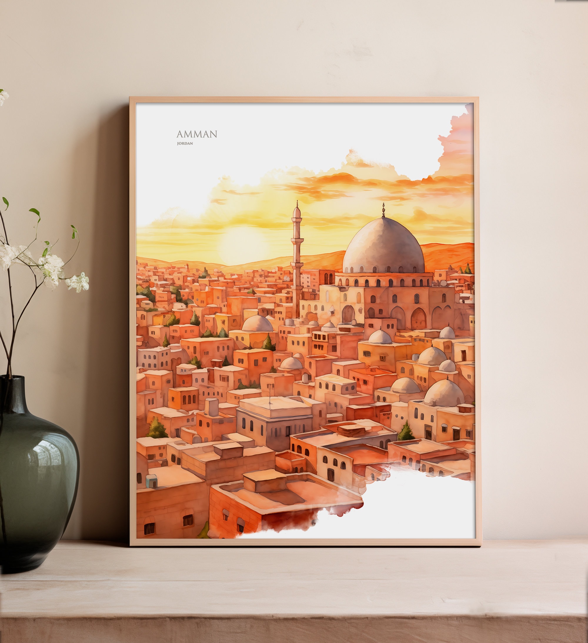 Amman Print Watercolor Amman Poster Amman Gift Jordan Print Amman Wall ...