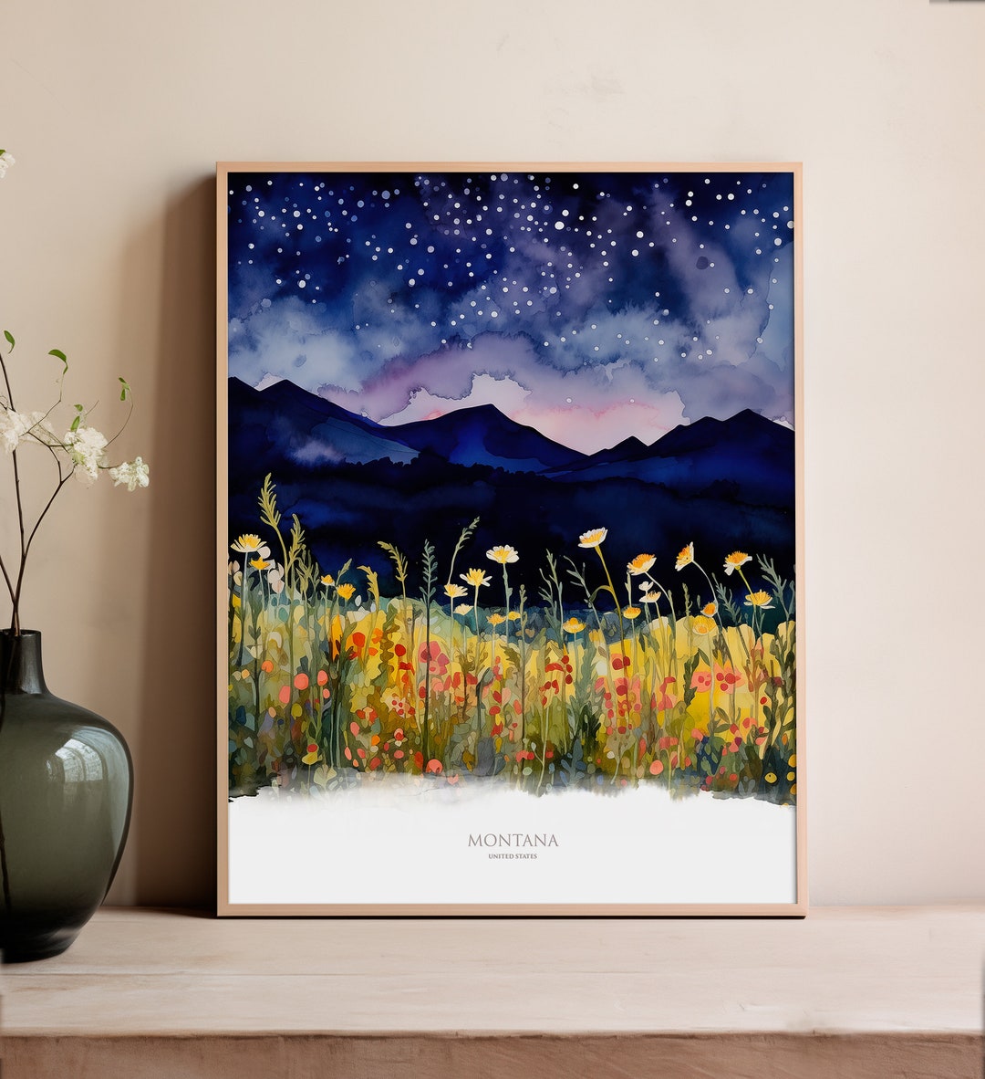 Montana Print Watercolor Montana Poster Montana Gift United States ...