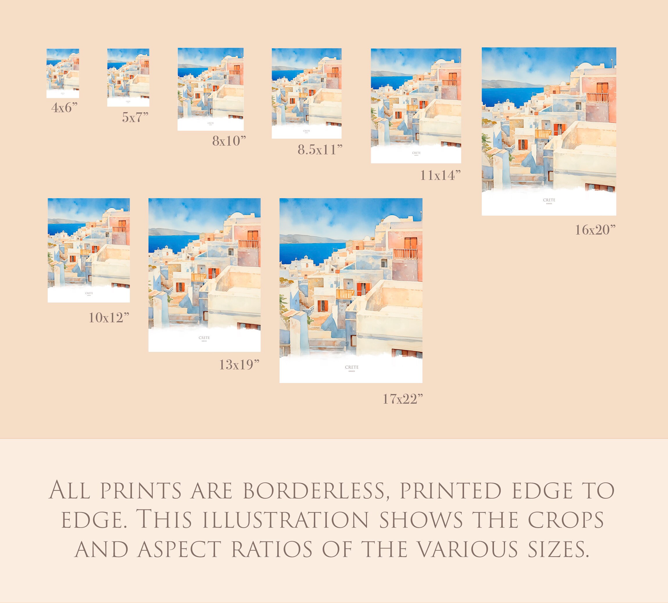 Crete Print Watercolor Crete Poster Crete Gift Greece Print Crete Wall ...