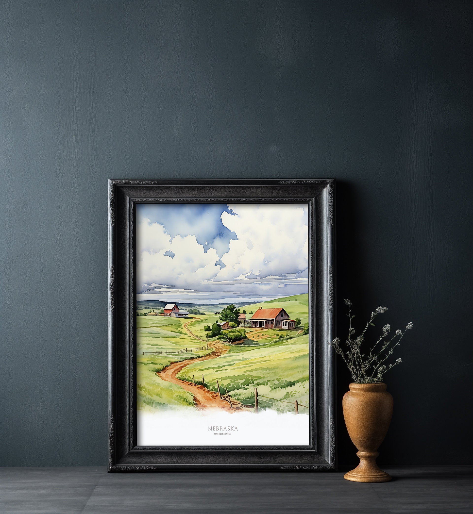 Nebraska Print Watercolor Nebraska Poster Nebraska Gift United States ...