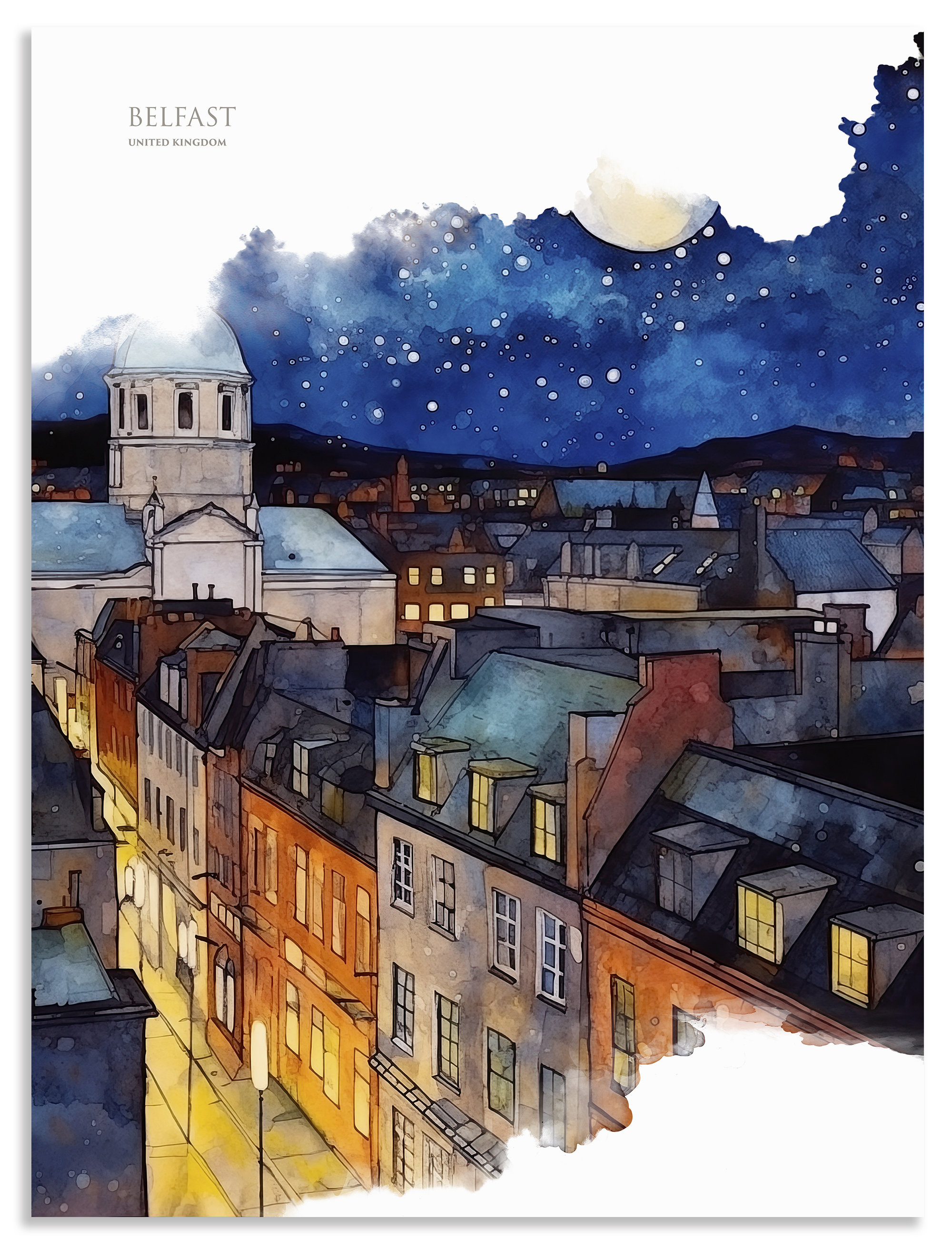 Belfast Print Watercolor Belfast Poster Belfast Gift United Kingdom ...