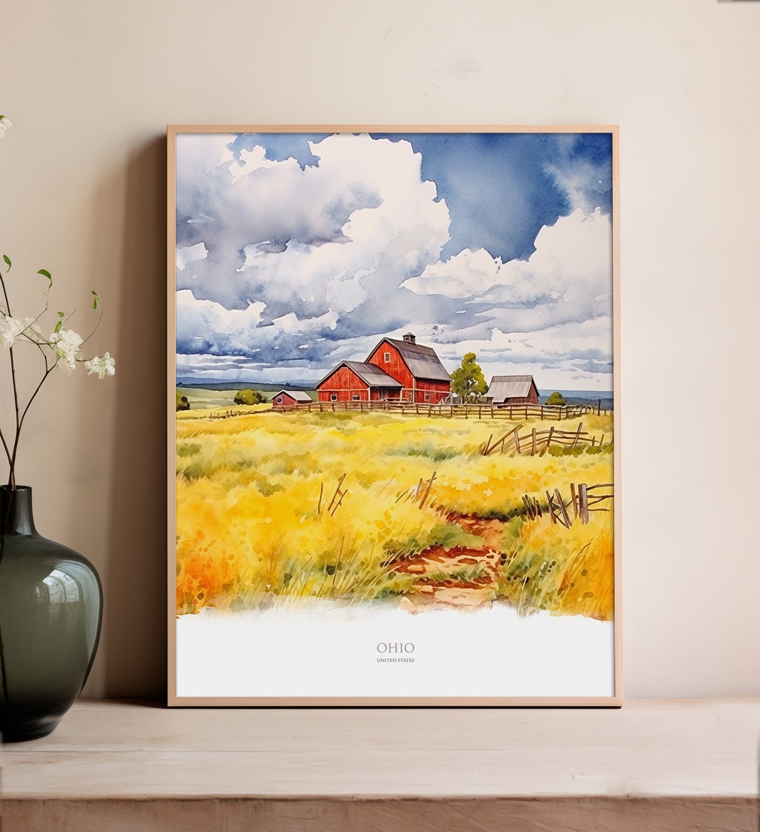 Ohio Print Watercolor Ohio Poster Ohio Gift United States Print Ohio ...