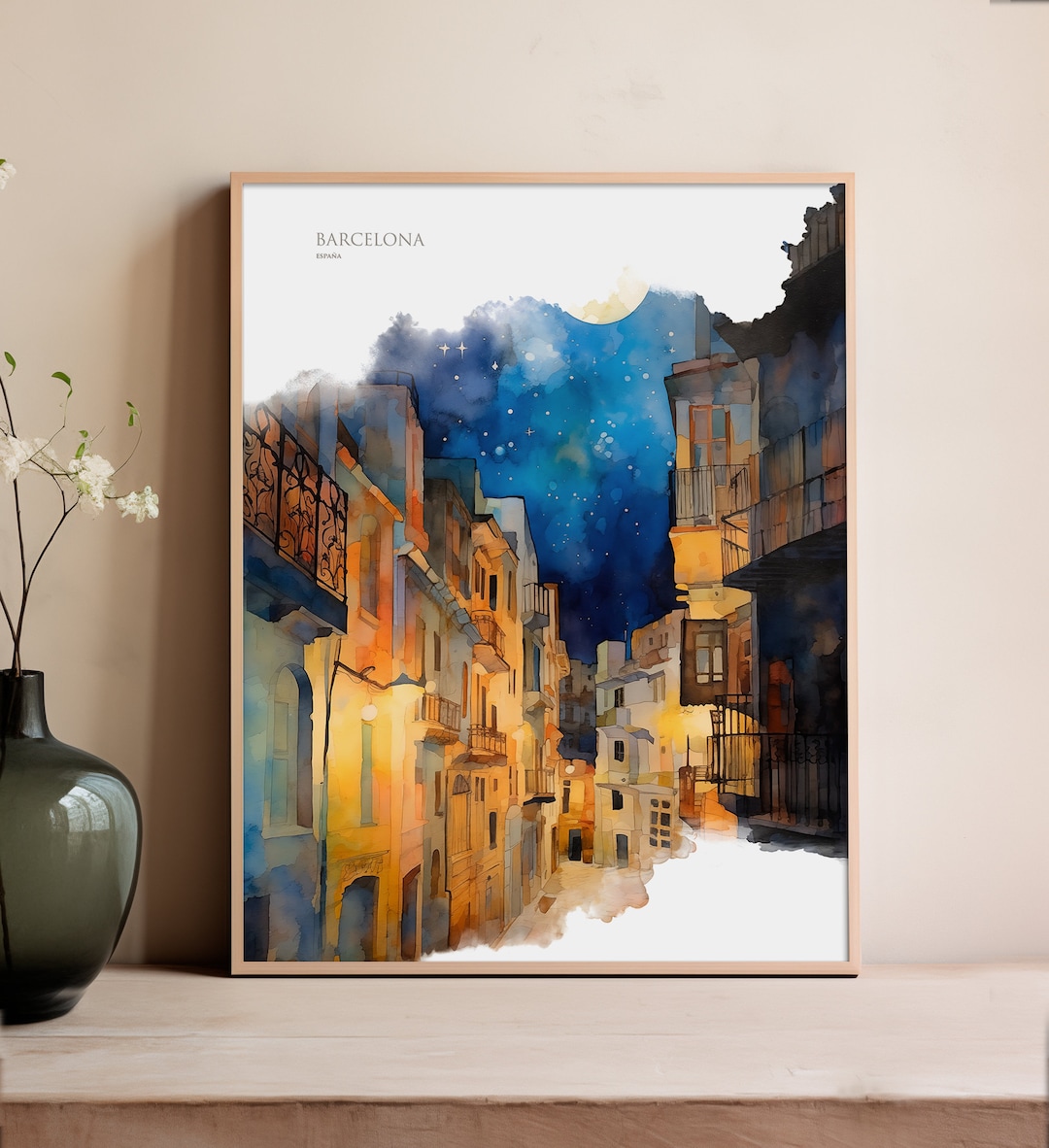 Barcelona Print Watercolor Barcelona Poster Barcelona Gift Spain Print ...