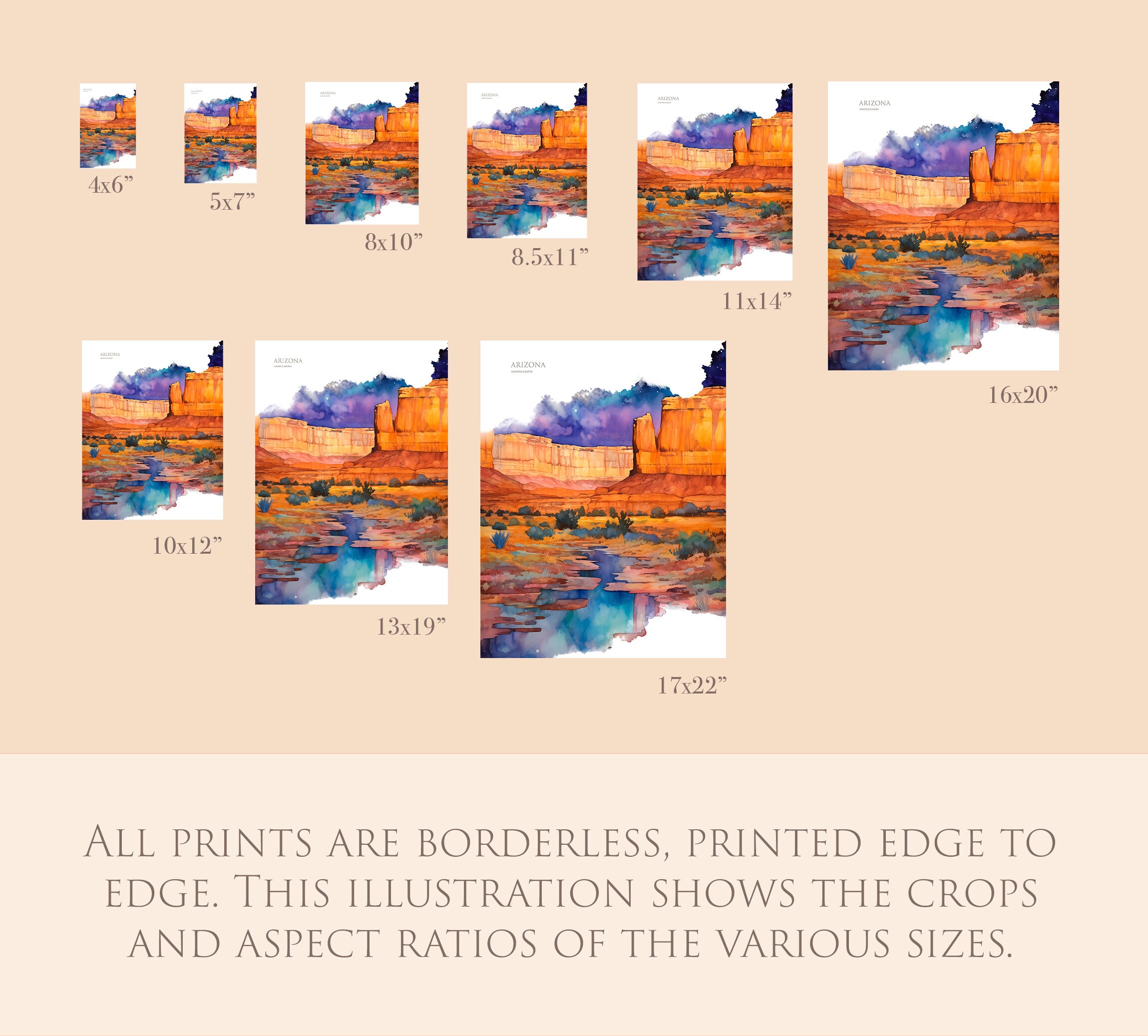 Arizona Print Watercolor Arizona Poster Arizona Gift United States ...