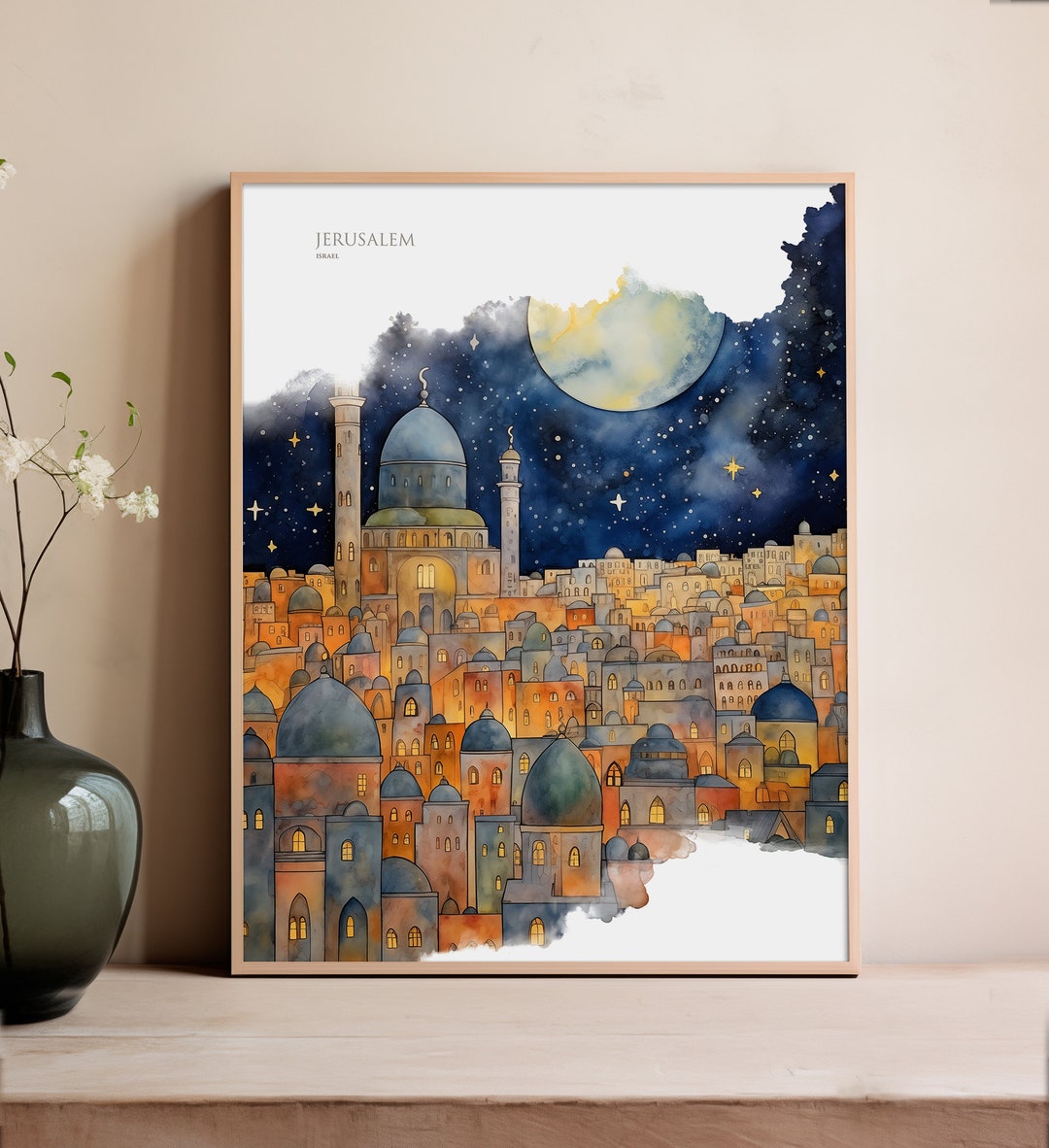 Jerusalem Print Watercolor Jerusalem Poster Jerusalem Gift Israel Print ...