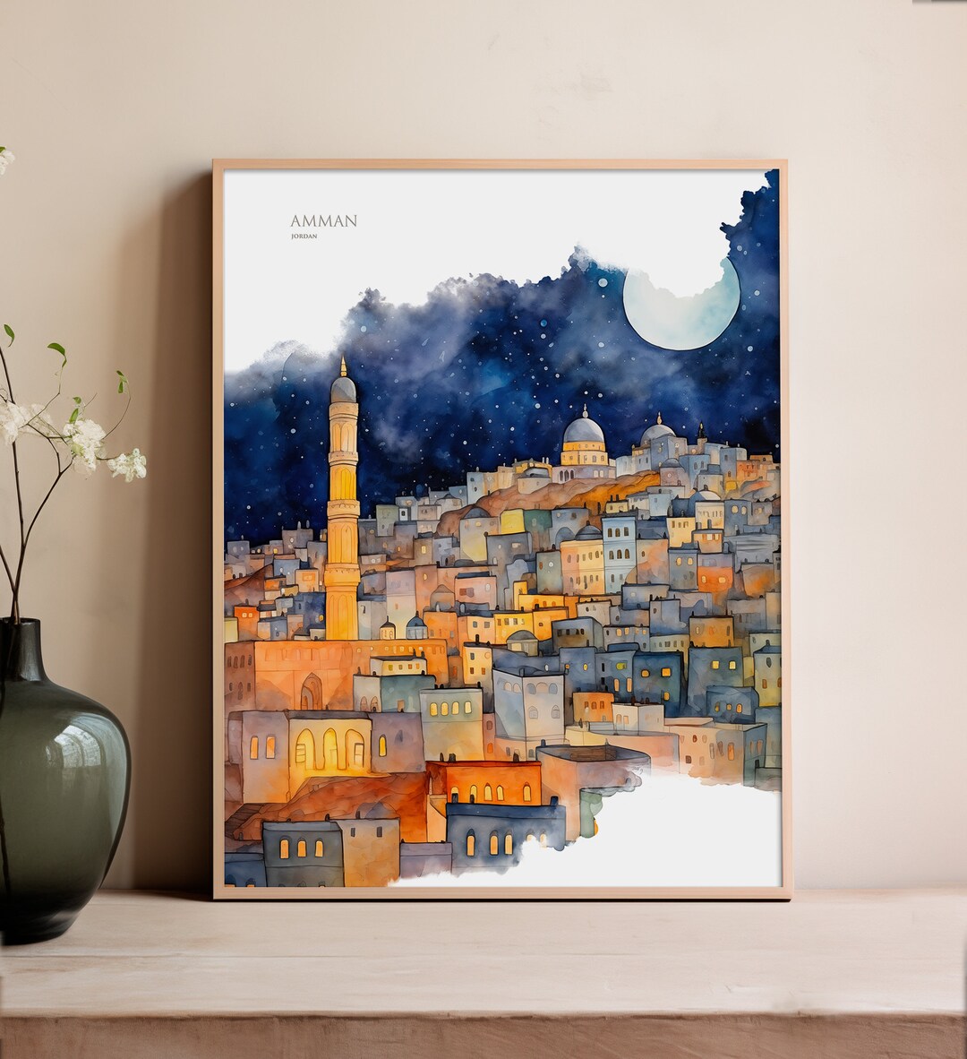 Amman Print Watercolor Amman Poster Amman Gift Jordan Print Amman Wall ...