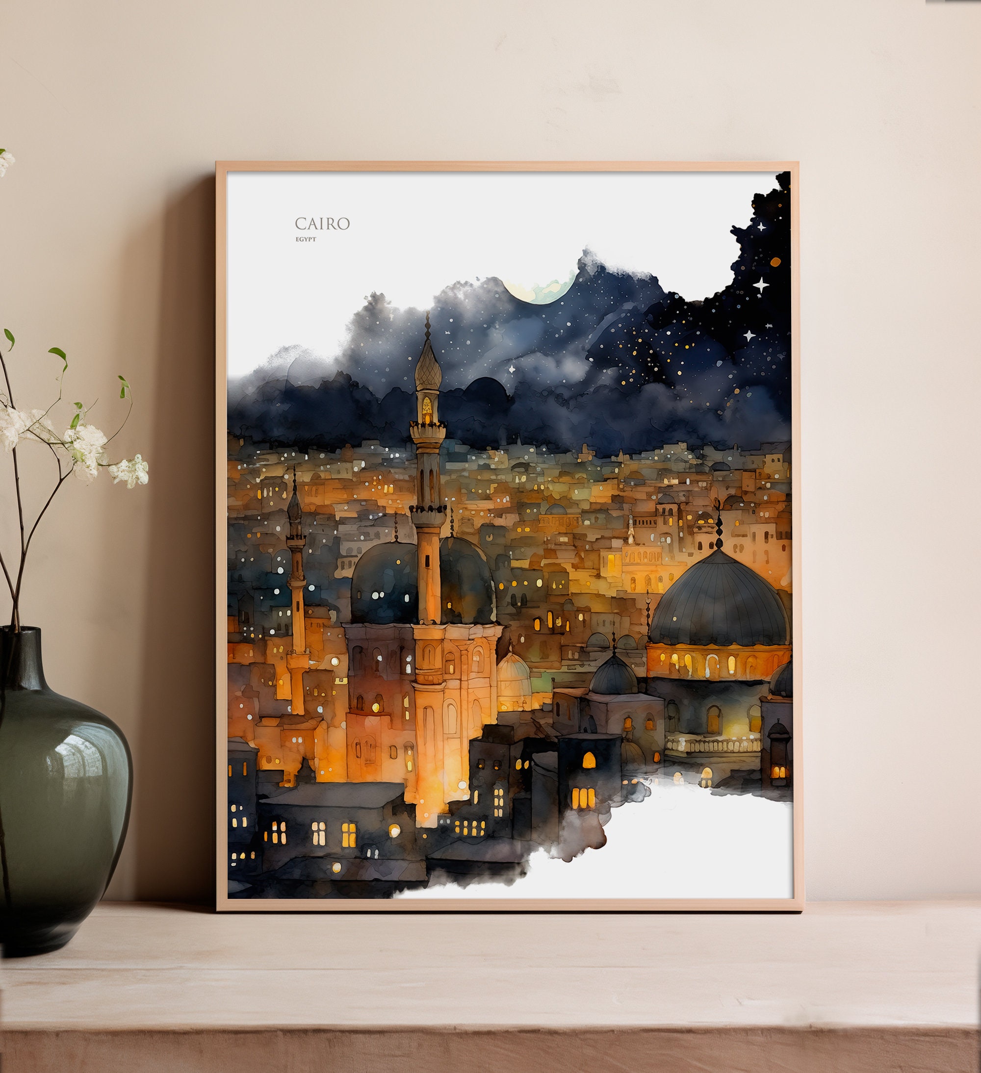 Cairo Print Watercolor Cairo Poster Cairo Gift Egypt Print Cairo Wall Art Cairo Painting - Etsy