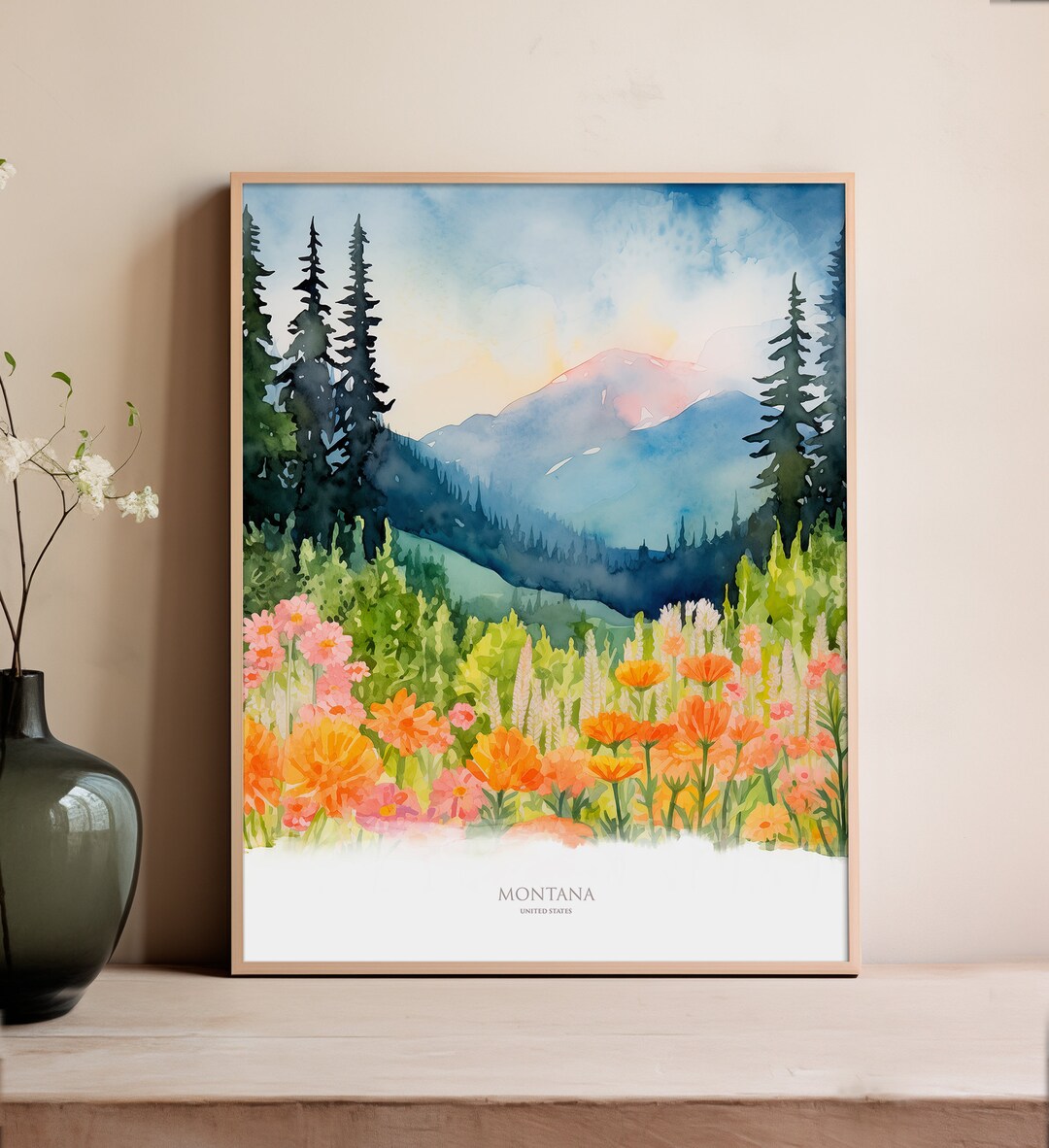Montana Print Watercolor Montana Poster Montana Gift United States ...