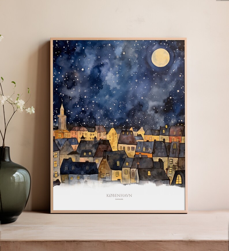 Copenhagen Print Watercolor Copenhagen Poster Copenhagen Gift Denmark ...