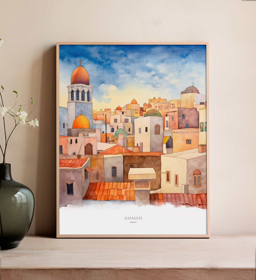 Amman Print Watercolor Amman Poster Amman Gift Jordan Print Amman Wall ...