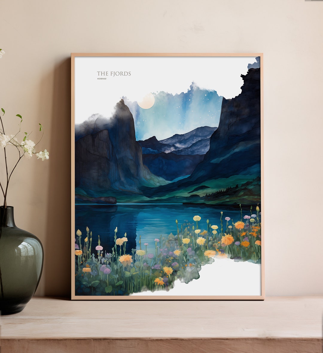 Fjords Print Watercolor Fjords Poster Fjords Gift Norway Print Fjords ...