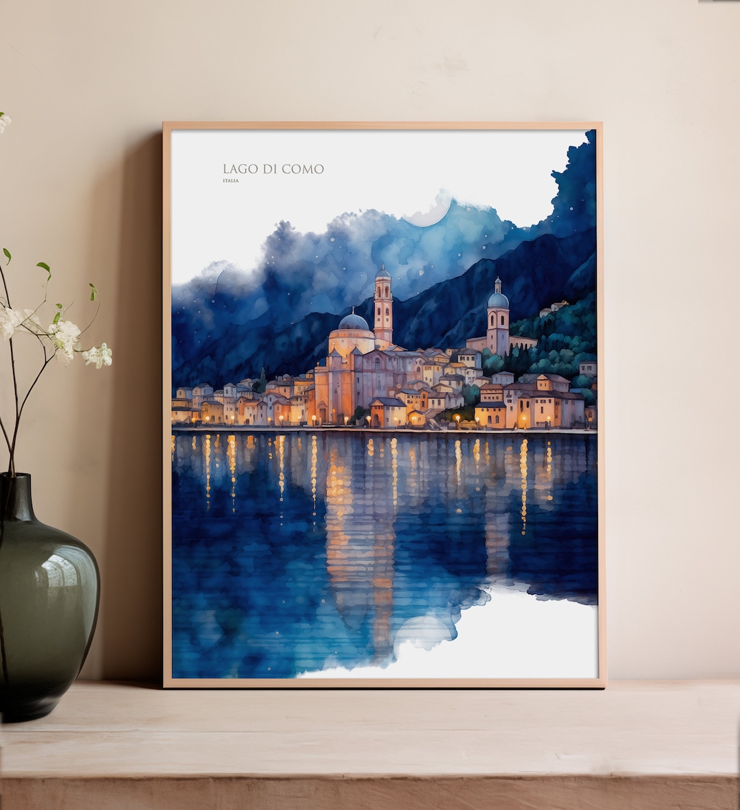 Lake Como Print Watercolor Lake Como Poster Lake Como Gift Italy Print ...