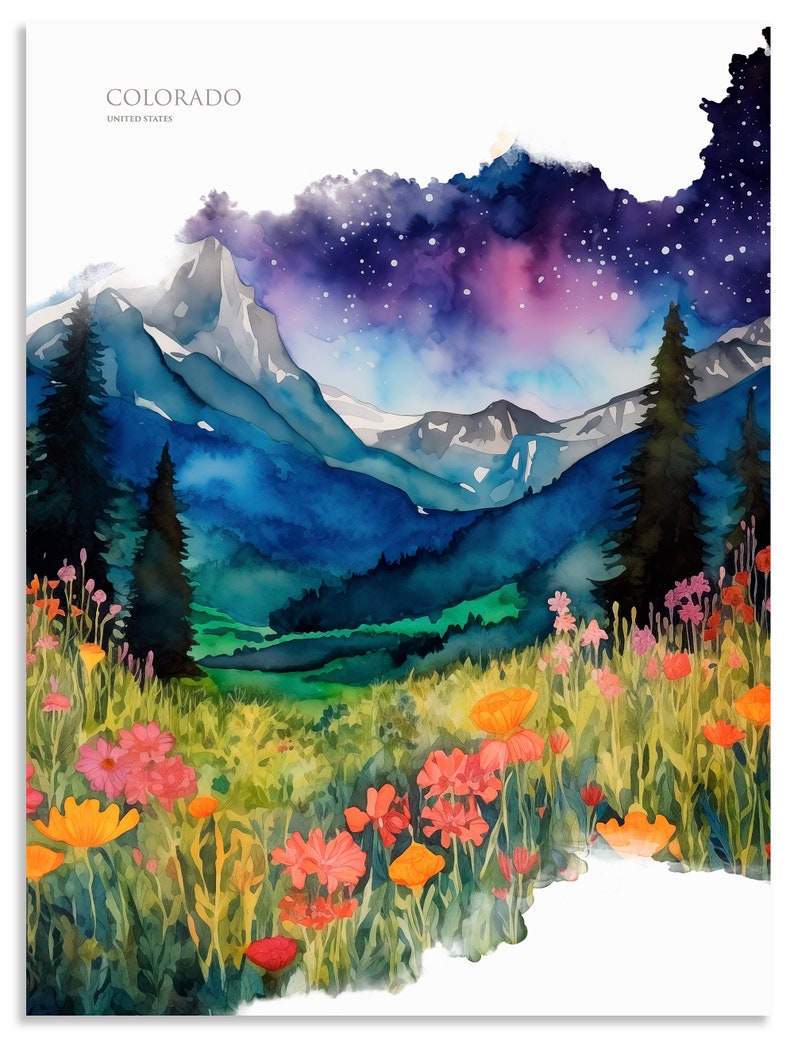 Colorado Print Watercolor Colorado Poster Colorado Gift United States ...