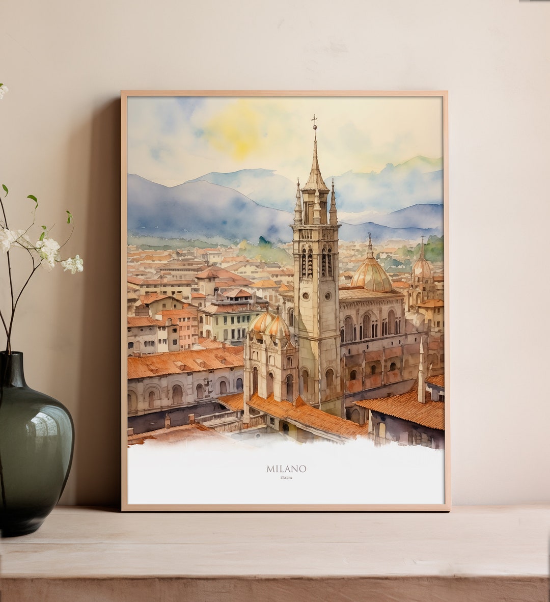 Milan Print Watercolor Milan Poster Milan Gift Italy Print Milan Wall ...