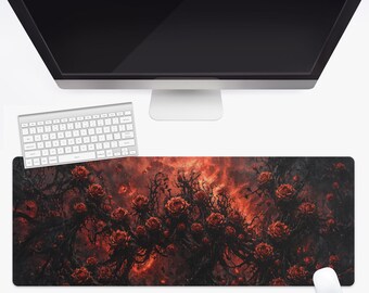 LED RGB Dark Inspired Rose Skull Knight Soul Medieval Desk Mat, Gaming ...