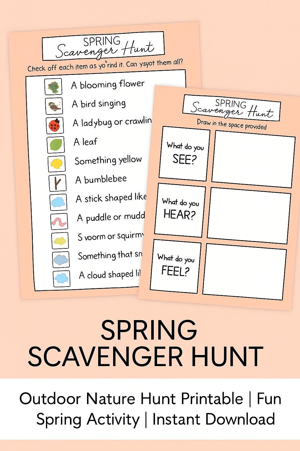Printable Spring Scavenger Hunt for Kids | Instant Download | Fun ...