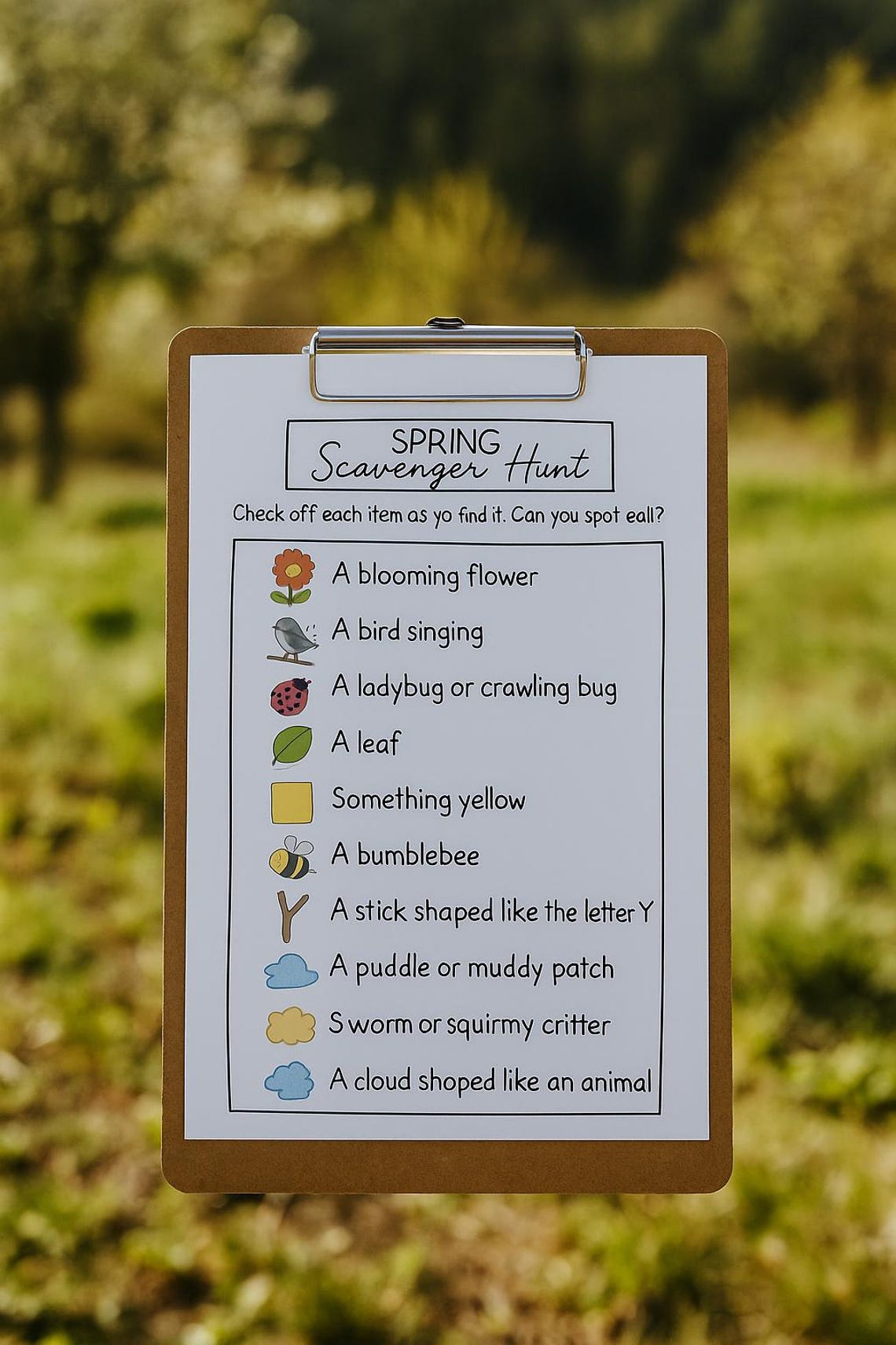Printable Spring Scavenger Hunt for Kids | Instant Download | Fun ...