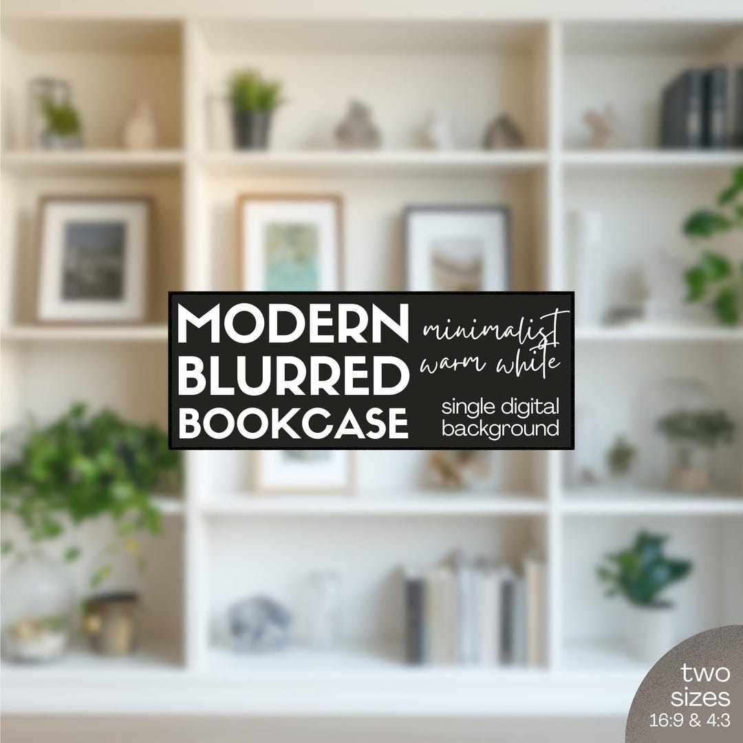 White Modern Blurred Bookcase Photo, Minimalist Style, Home Office Zoom ...
