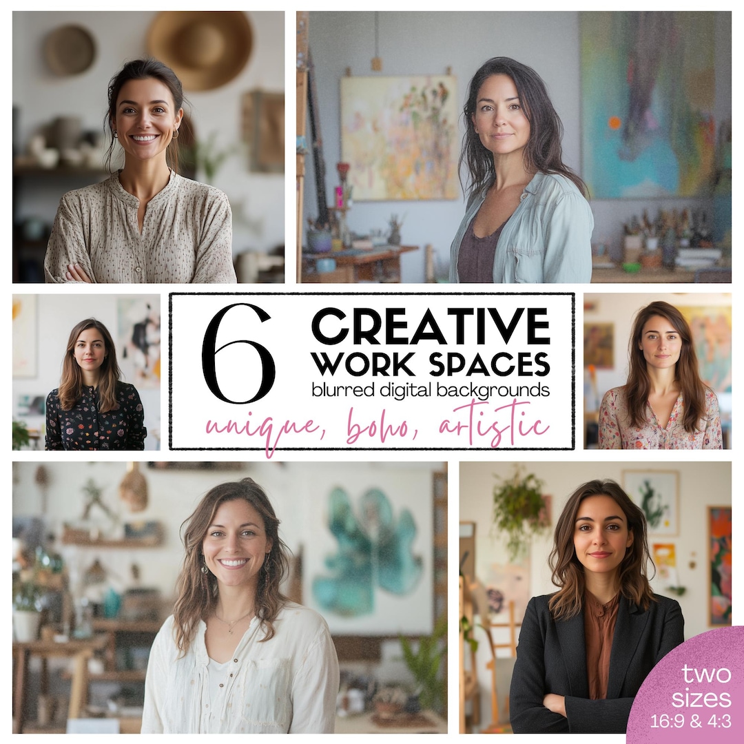 Modern Creative Space Zoom Background 6-pack, Art Studio Virtual ...