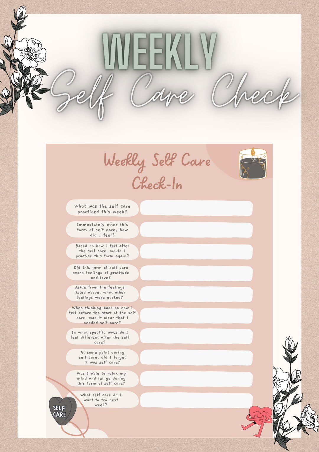 Weekly Self Care Check In - Etsy