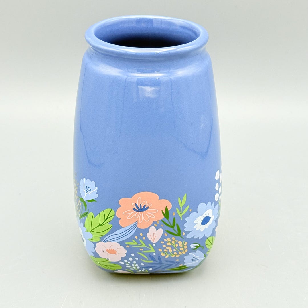 Debi Lilly Blue Floral Mason Jar/vase - Made Into Custom Scent 18oz Soy ...