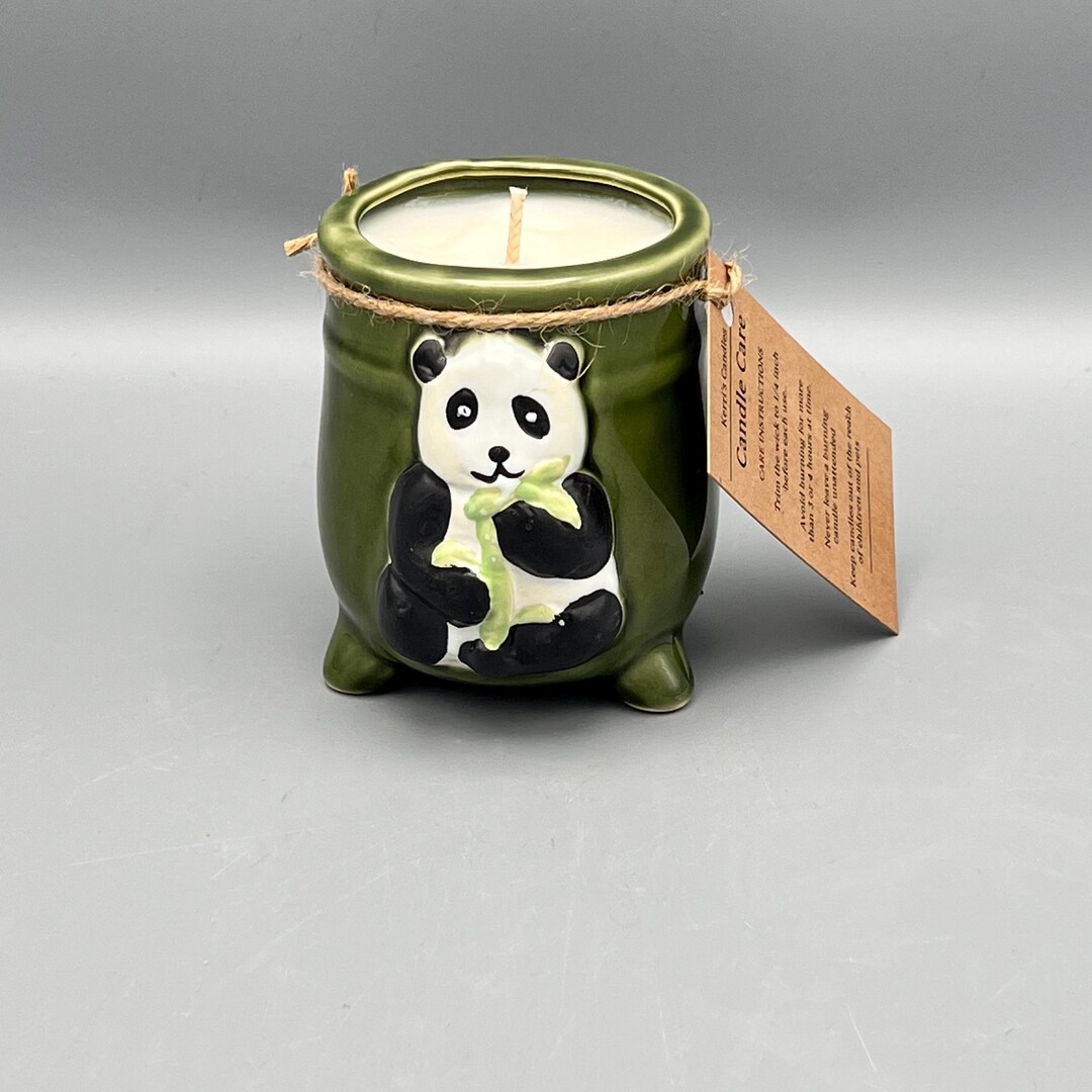 Green Panda Bear Jar Lucky Bamboo Made Into Tart Mangosteen Scented ...