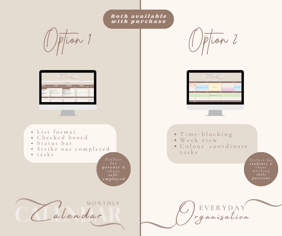 Monthly Calendar Template Google Sheets Editable Digital Planner ...