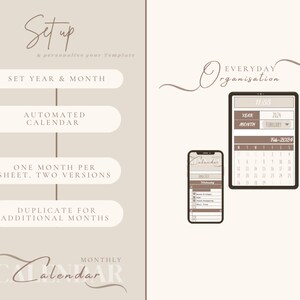 Monthly Calendar Template | Google Sheets | Editable Digital Planner ...