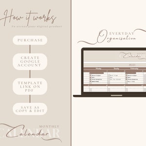 Monthly Calendar Template | Google Sheets | Editable Digital Planner ...