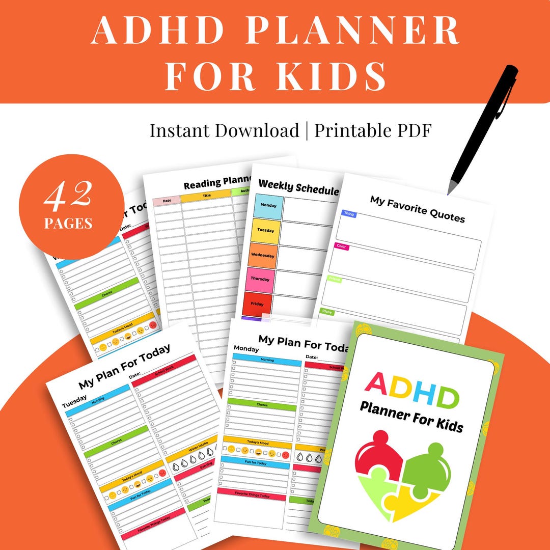 ADHD Planner PDF, ADHD Planner for Kids, Printable School Planner ...