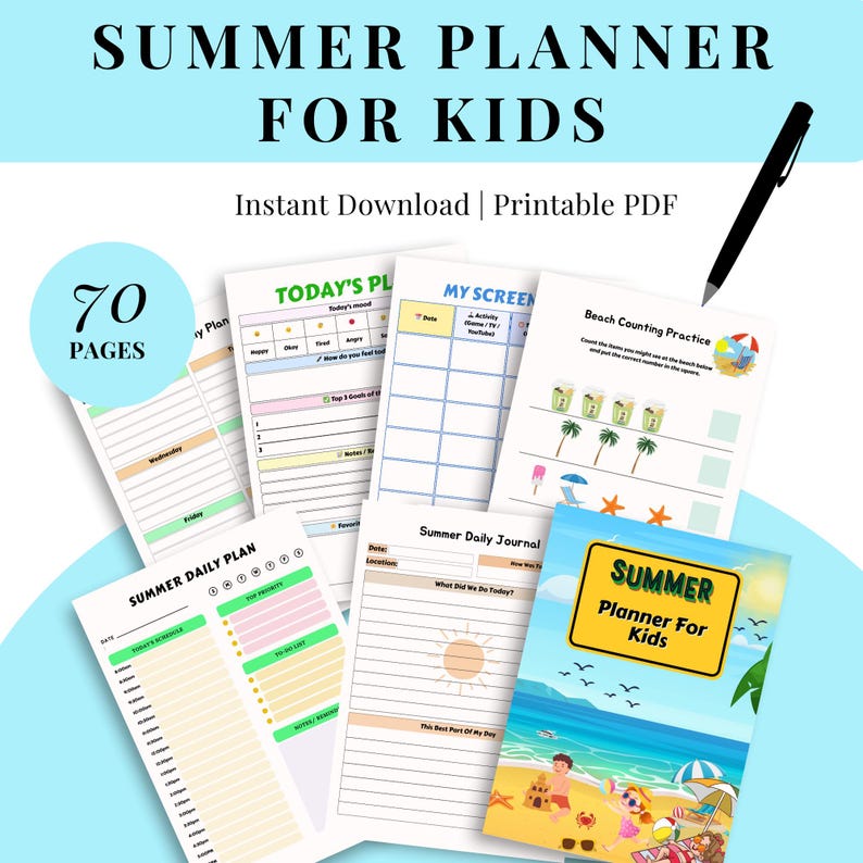 Kids Summer Activity Planner: Printable Children's Organizer (PDF ...