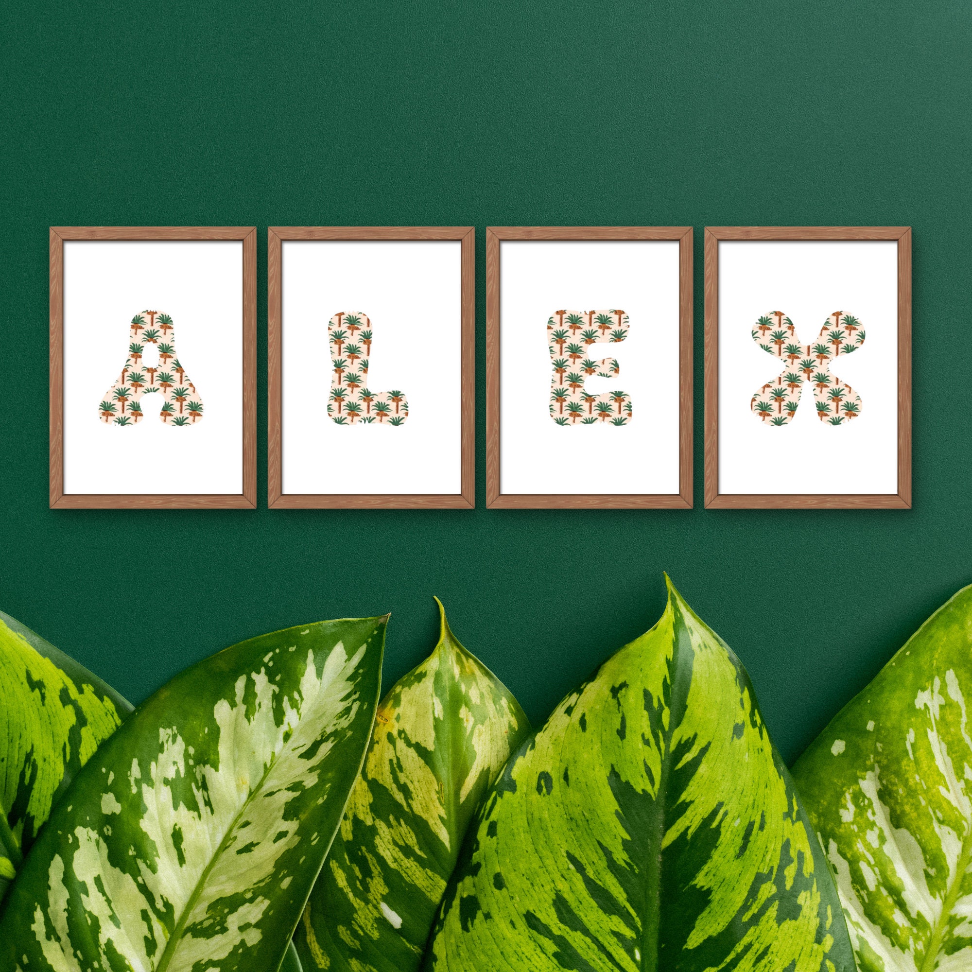 Tropical Palm Leaf Alphabet Clipart Set Exotic Botanical Letters ...