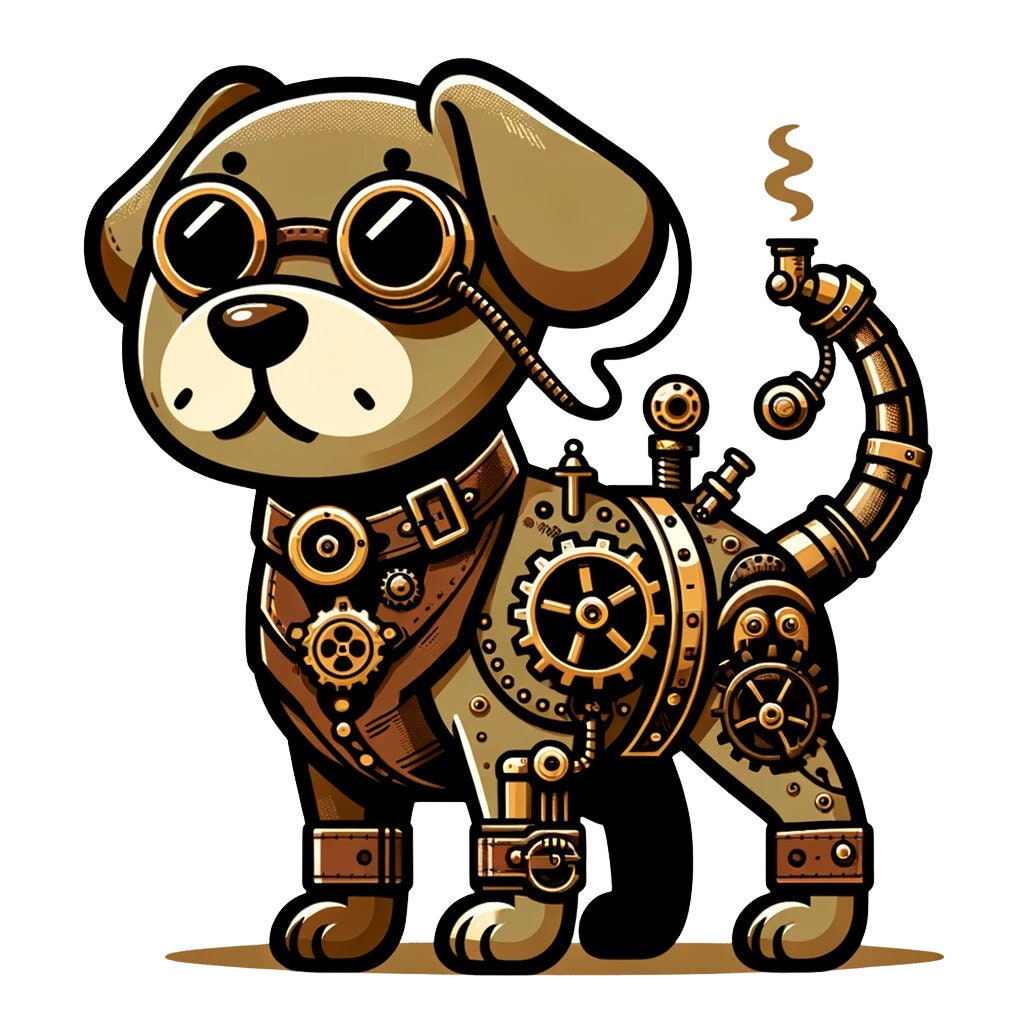 Clipart Cartoon Dogs Steampunk Cartoon-style Dogs 5 Pack - Etsy